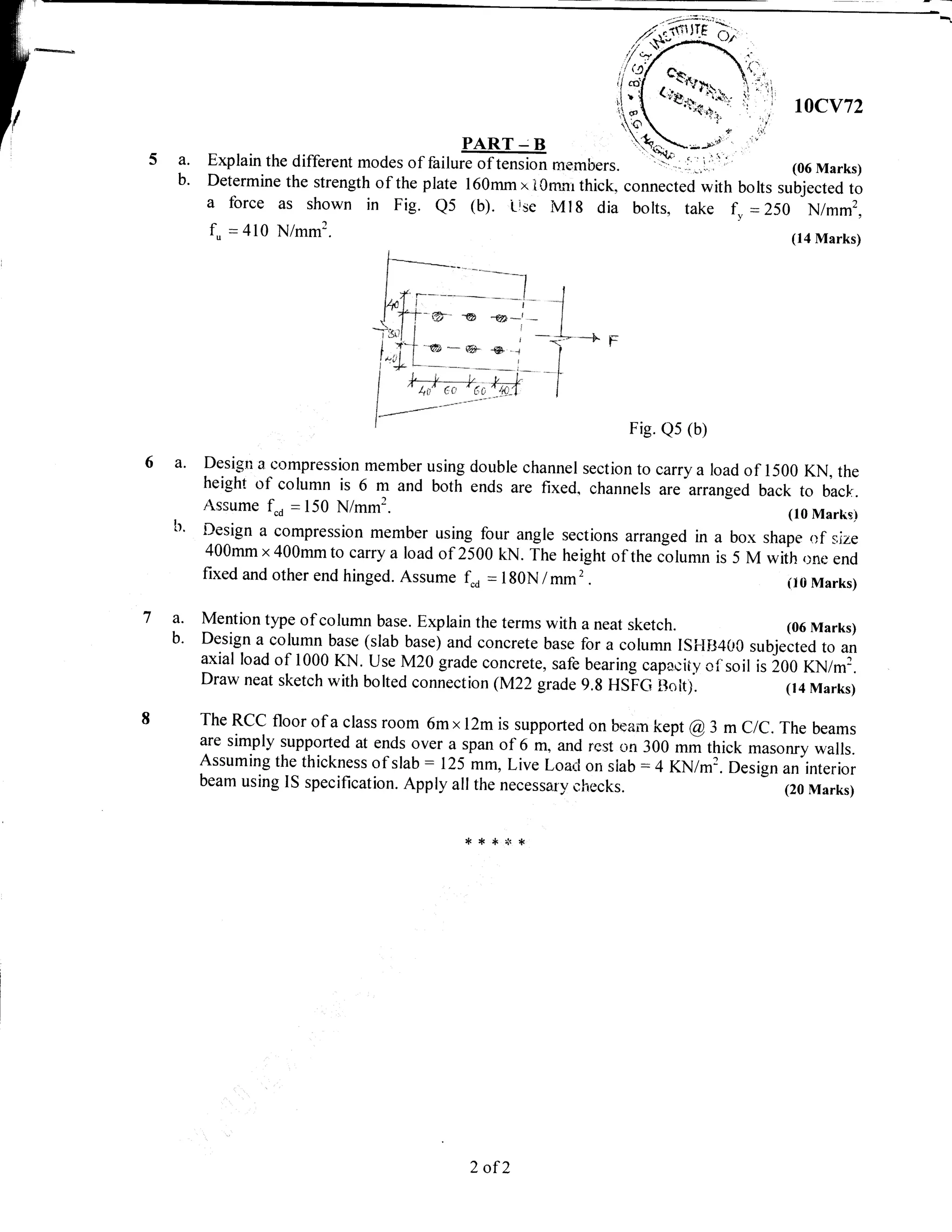 7th Semester Civil Engineering Question Papers June/july 2018 | PDF ...