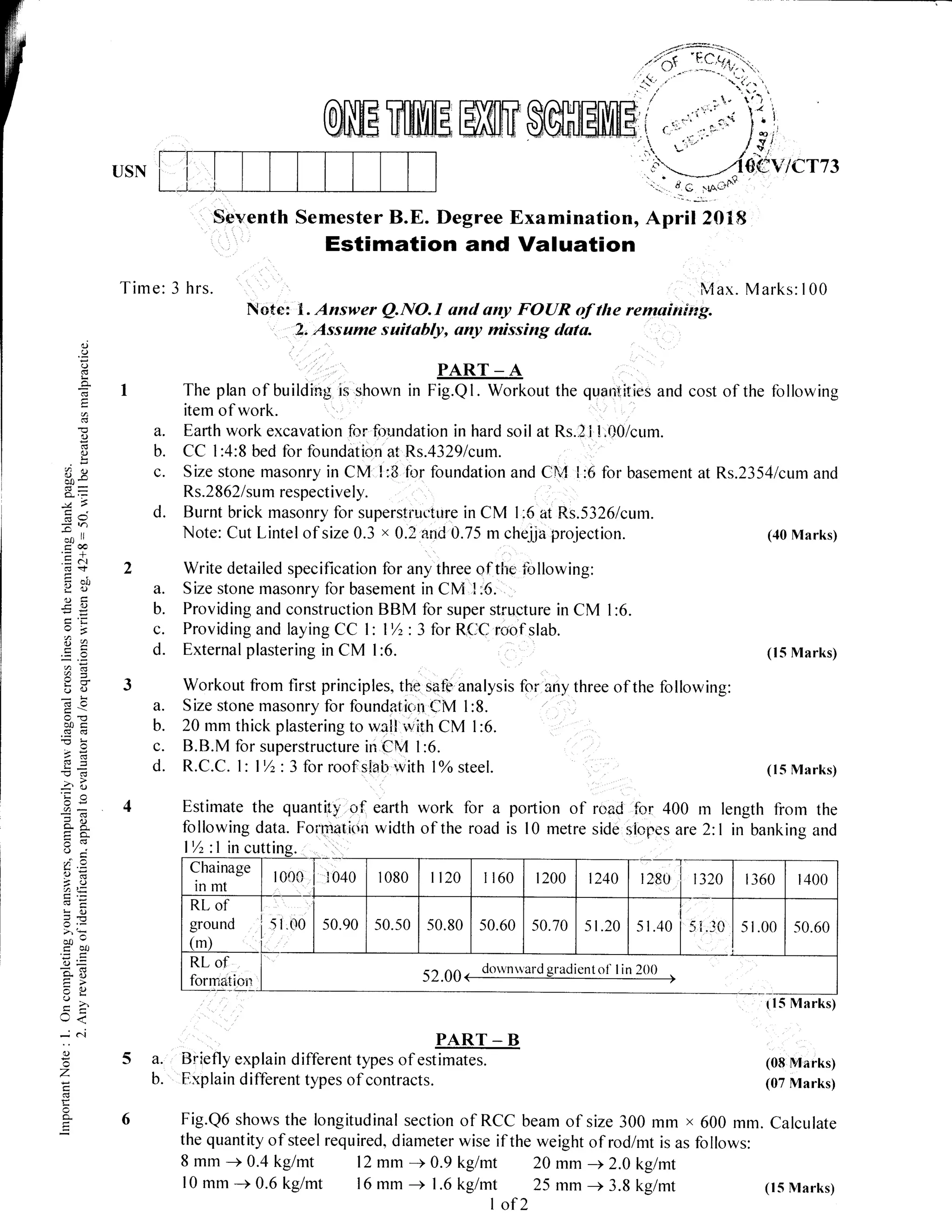 7th Semester Civil Engineering Question Papers June/july 2018 | PDF ...