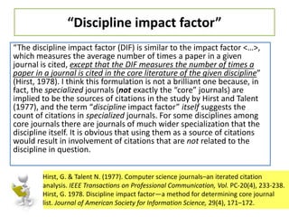 Discipline impact factor and discipline susceptibility factor: some of ...