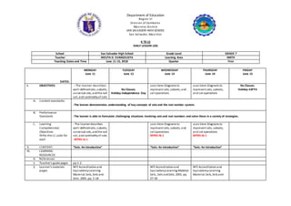 DLL Math Grade 7 second week | DOCX