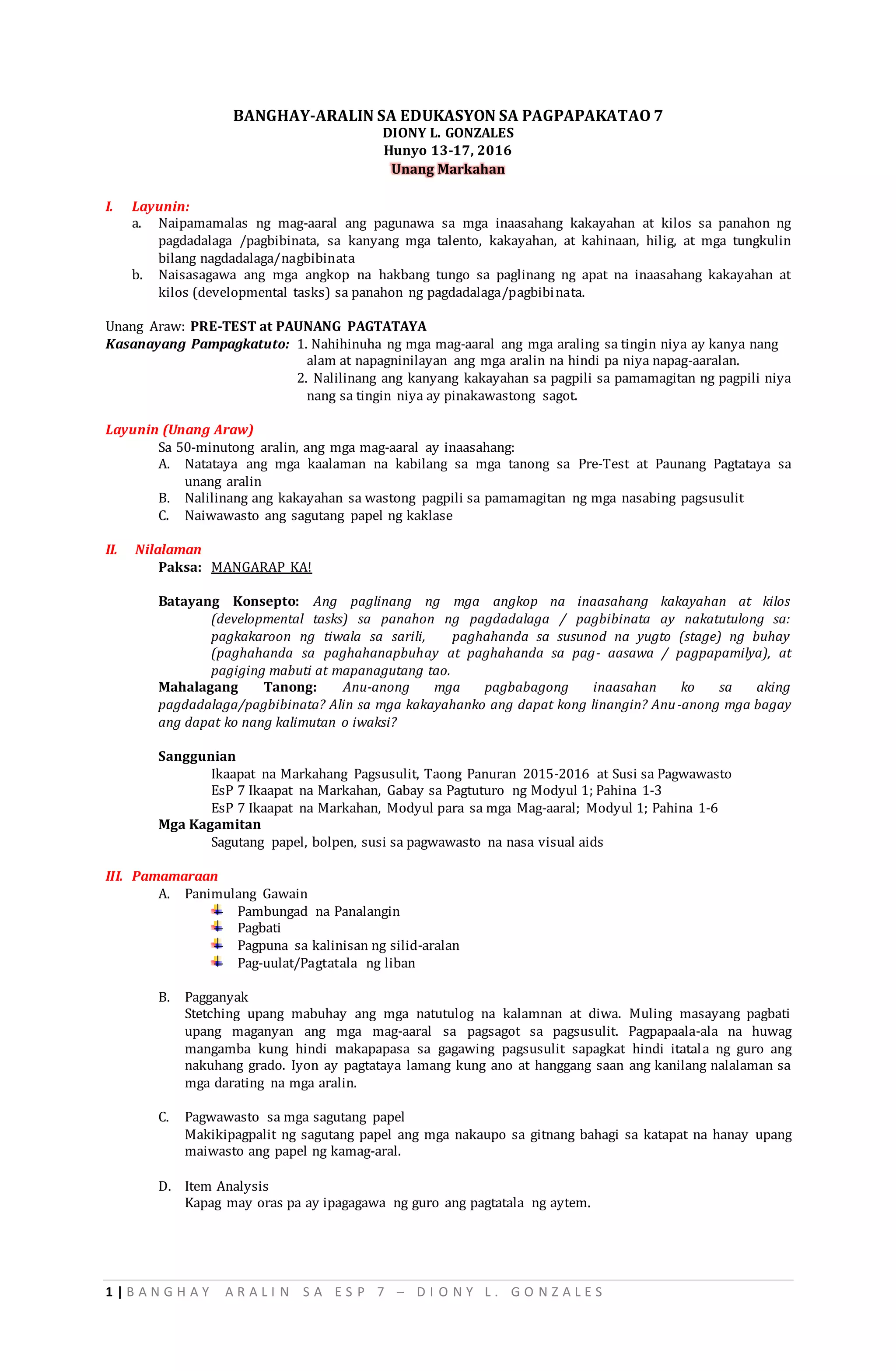 Sample Semi-Detailed LP EsP 7 | DOCX
