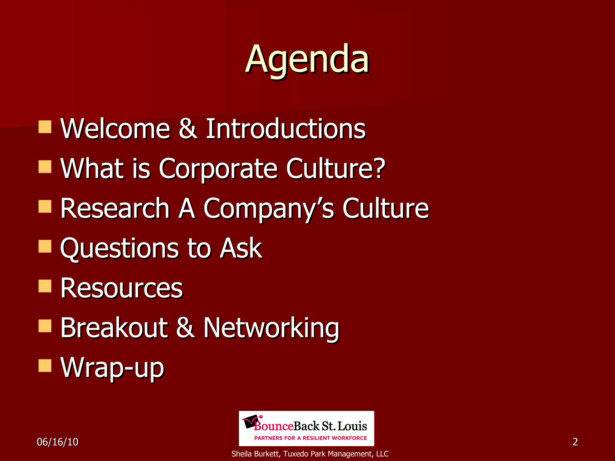 Understanding Company Culture - 6/16/2010 | PPT