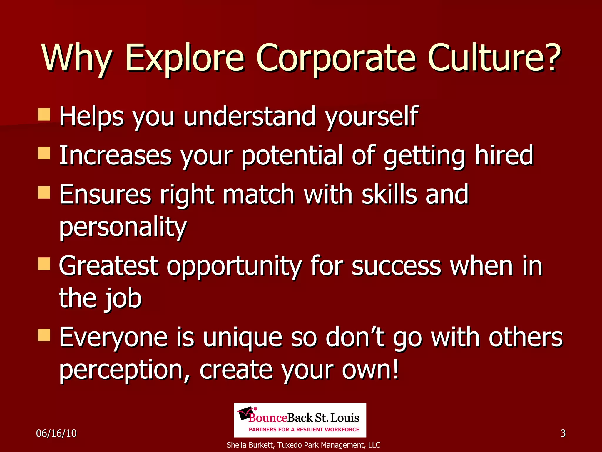 Understanding Company Culture - 6/16/2010 | PPT