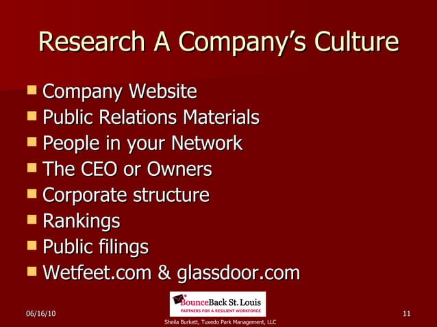 Understanding Company Culture - 6/16/2010 | PPT