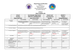 DLL Filipino Grade 7 First quarter 3rd week | DOCX
