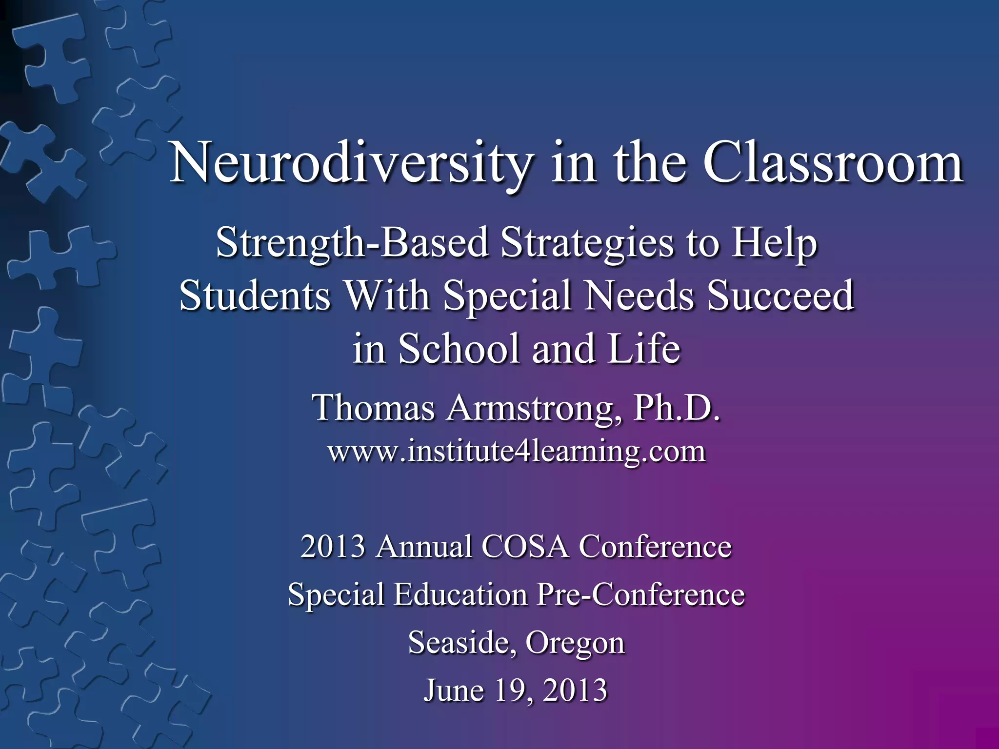 Neurodiversity in the Classroom - Seaside, Oregon | PPTX