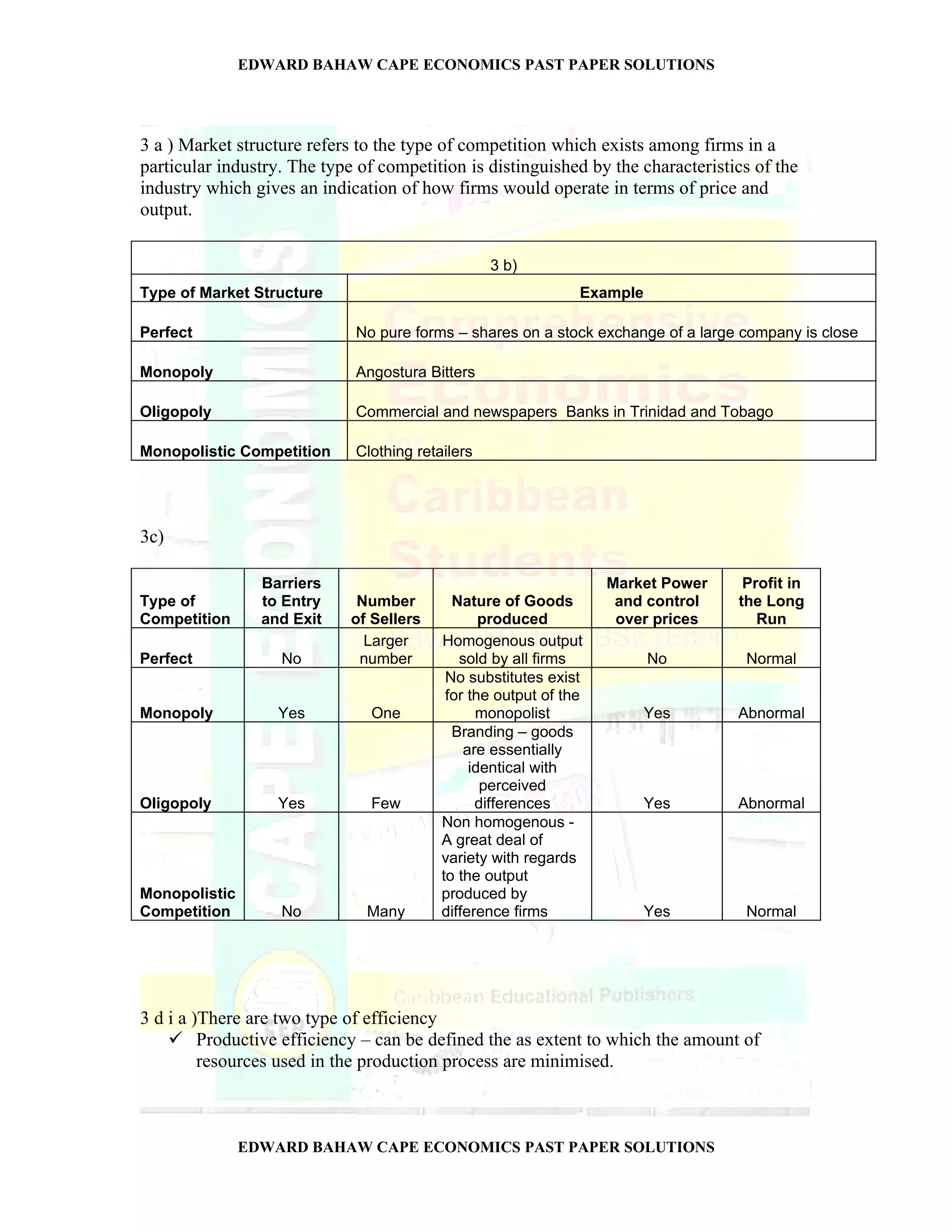 CAPE Economics, June 2005, Unit 1, Paper 2 suggested answer by Edward ...