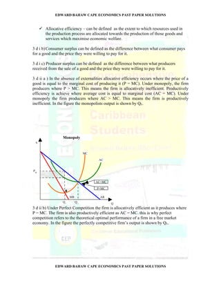 CAPE Economics, June 2005, Unit 1, Paper 2 suggested answer by Edward ...