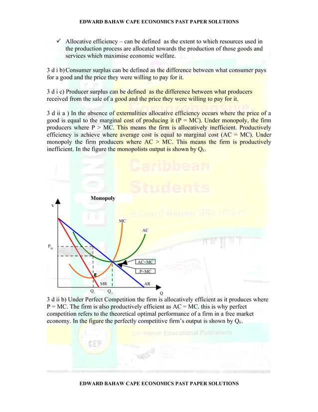 CAPE Economics, June 2005, Unit 1, Paper 2 suggested answer by Edward ...