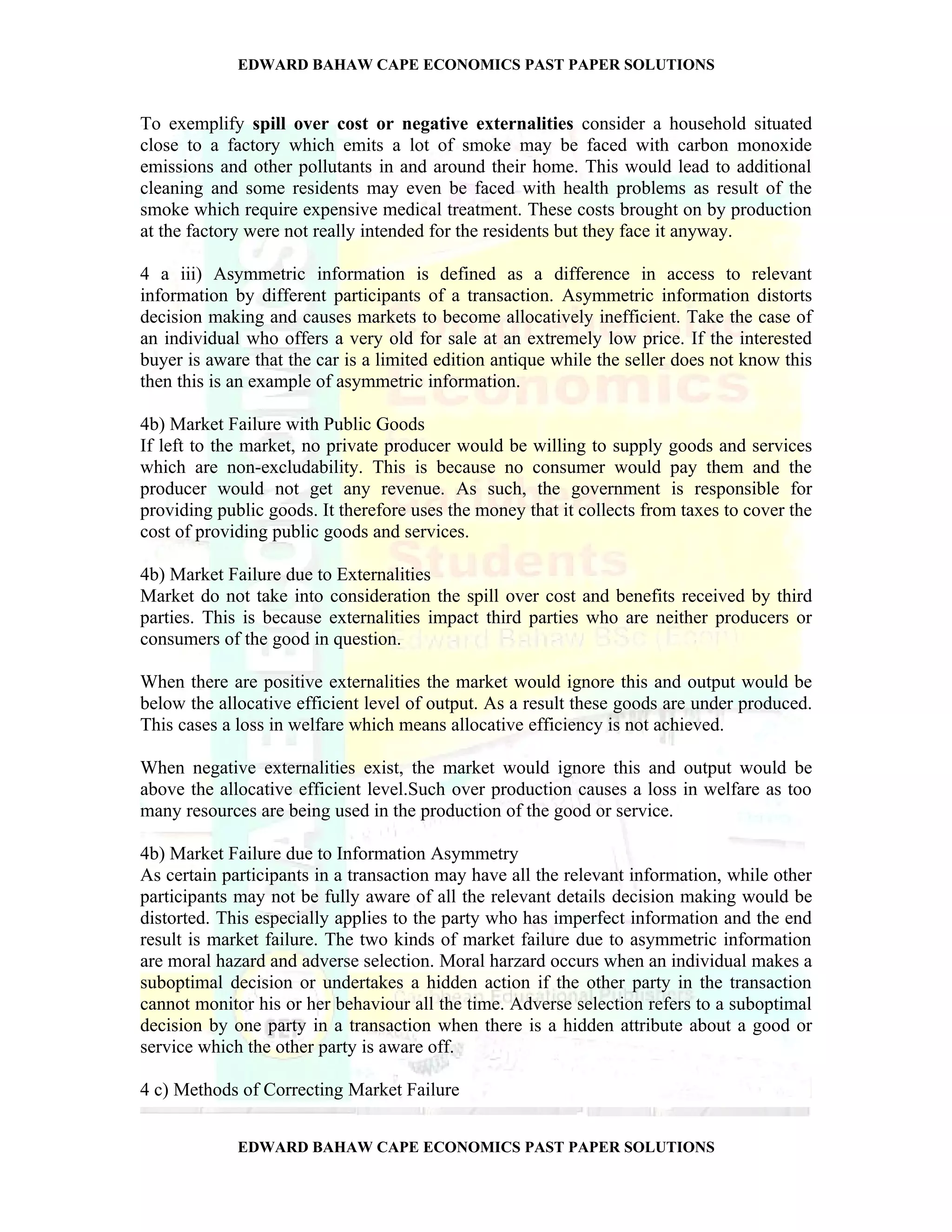 CAPE Economics, June 2006, Unit 1, Paper 2 suggested answer by Edward ...