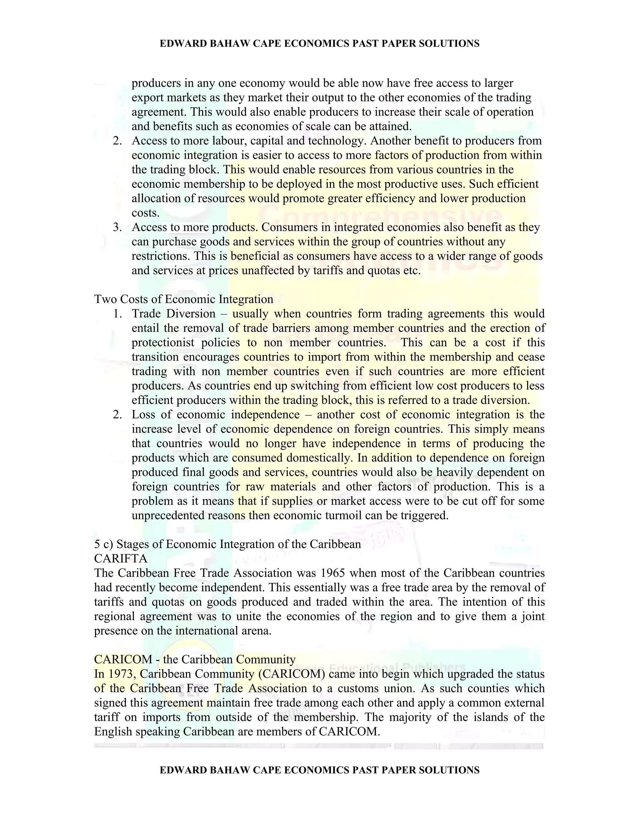 CAPE Economics, June 2007, Unit 2, Paper 2 suggested answer by Edward ...