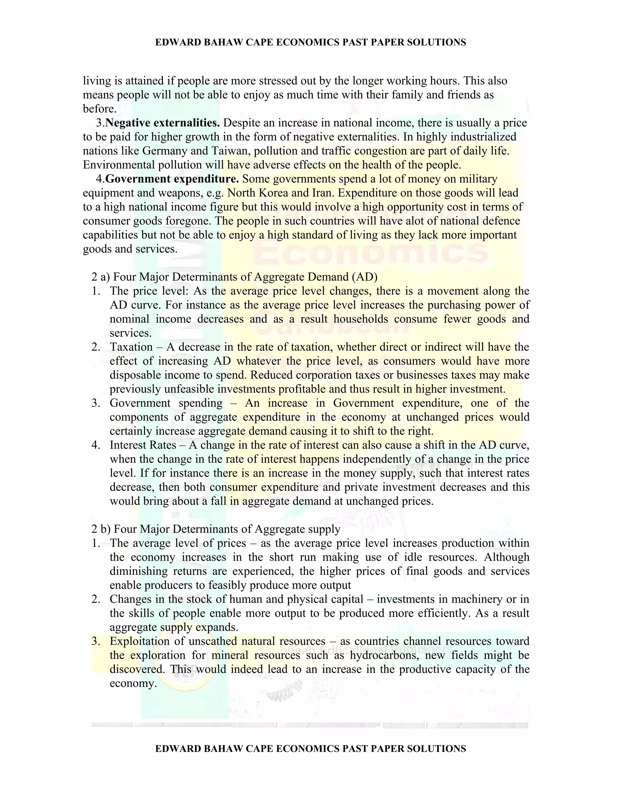 CAPE Economics, June 2007, Unit 2, Paper 2 suggested answer by Edward ...
