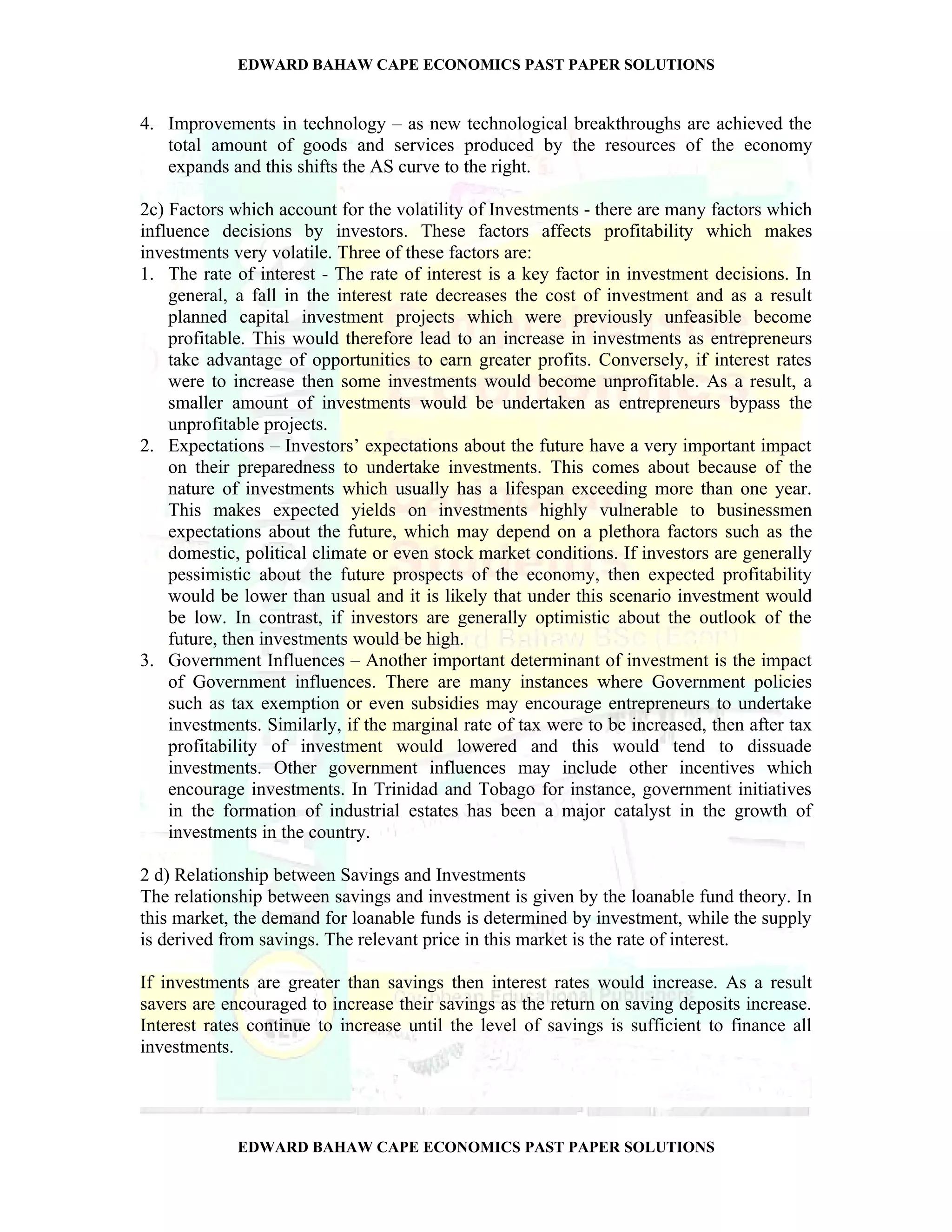 CAPE Economics, June 2007, Unit 2, Paper 2 suggested answer by Edward ...