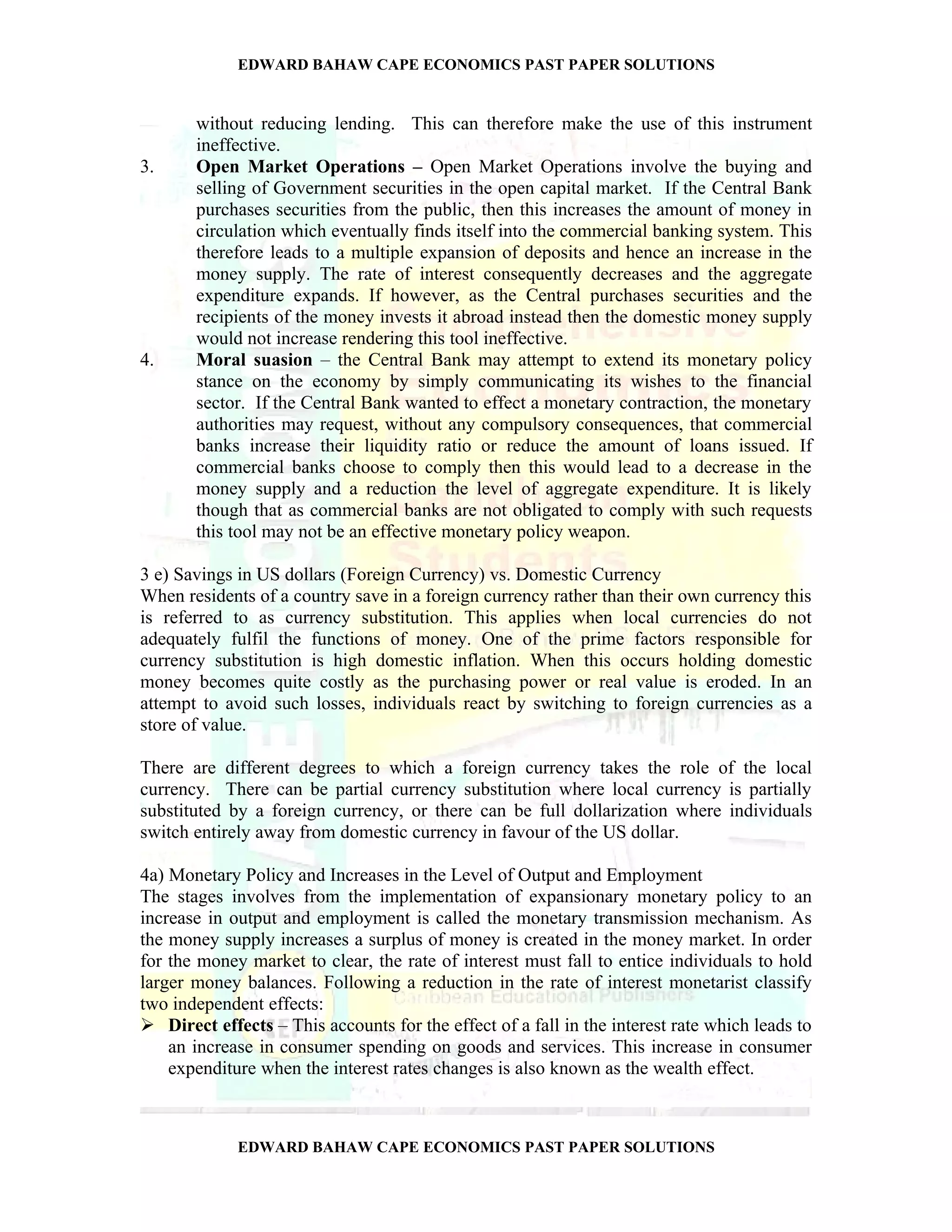 CAPE Economics, June 2007, Unit 2, Paper 2 suggested answer by Edward ...