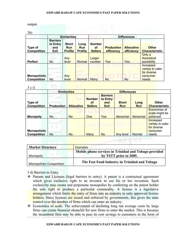 CAPE Economics, May 22nd 2008, Unit 1, Paper 2 suggested answer by ...