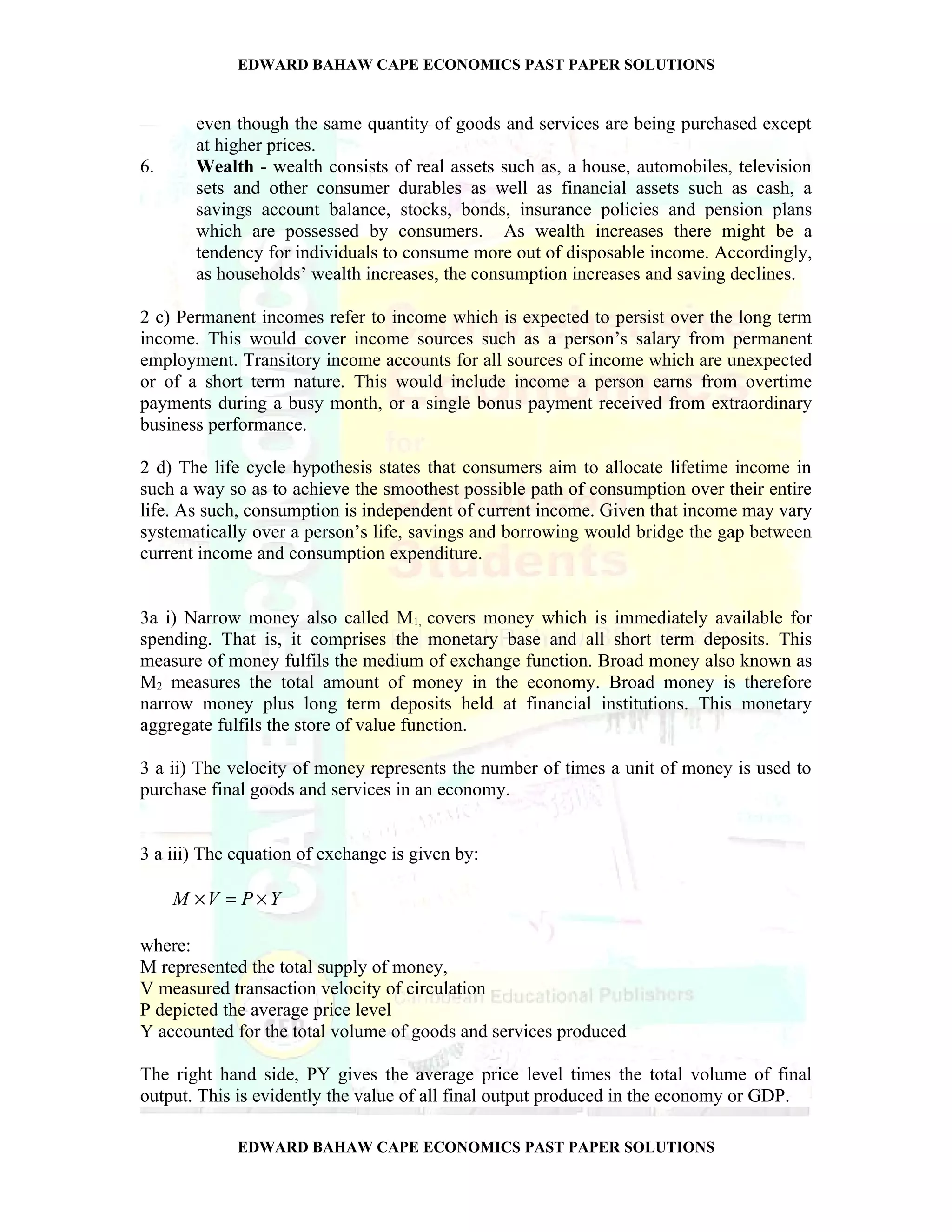 CAPE Economics, June 12th, Unit 2, Paper 2 suggested answer by Edward ...