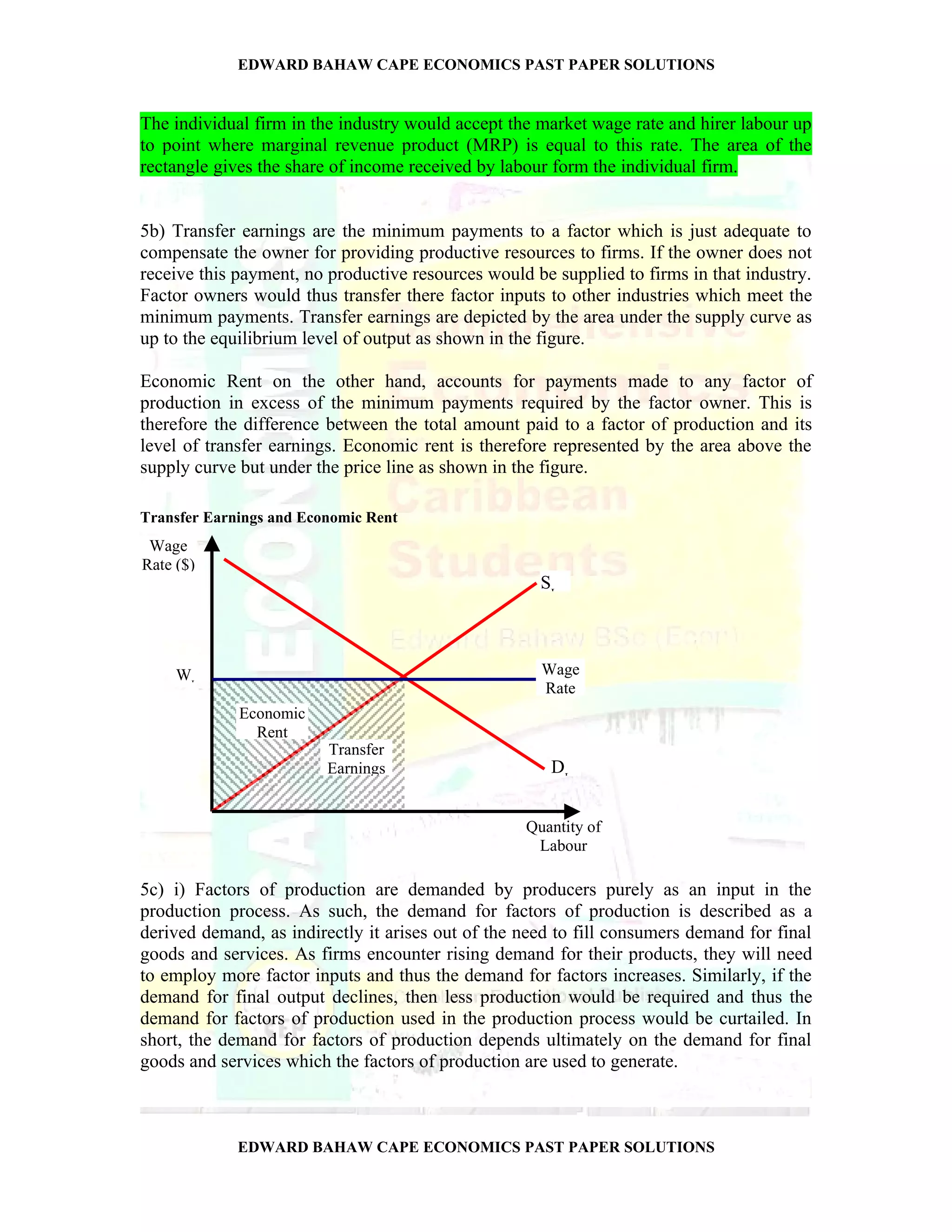 CAPE Economics, July 2nd, Unit 1, Paper 2 suggested answer by Edward ...