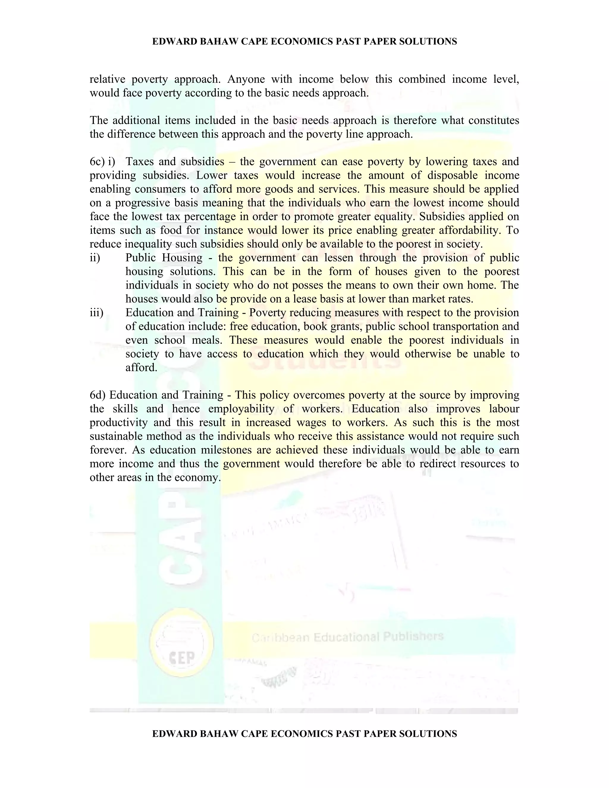 CAPE Economics, July 2nd, Unit 1, Paper 2 suggested answer by Edward ...