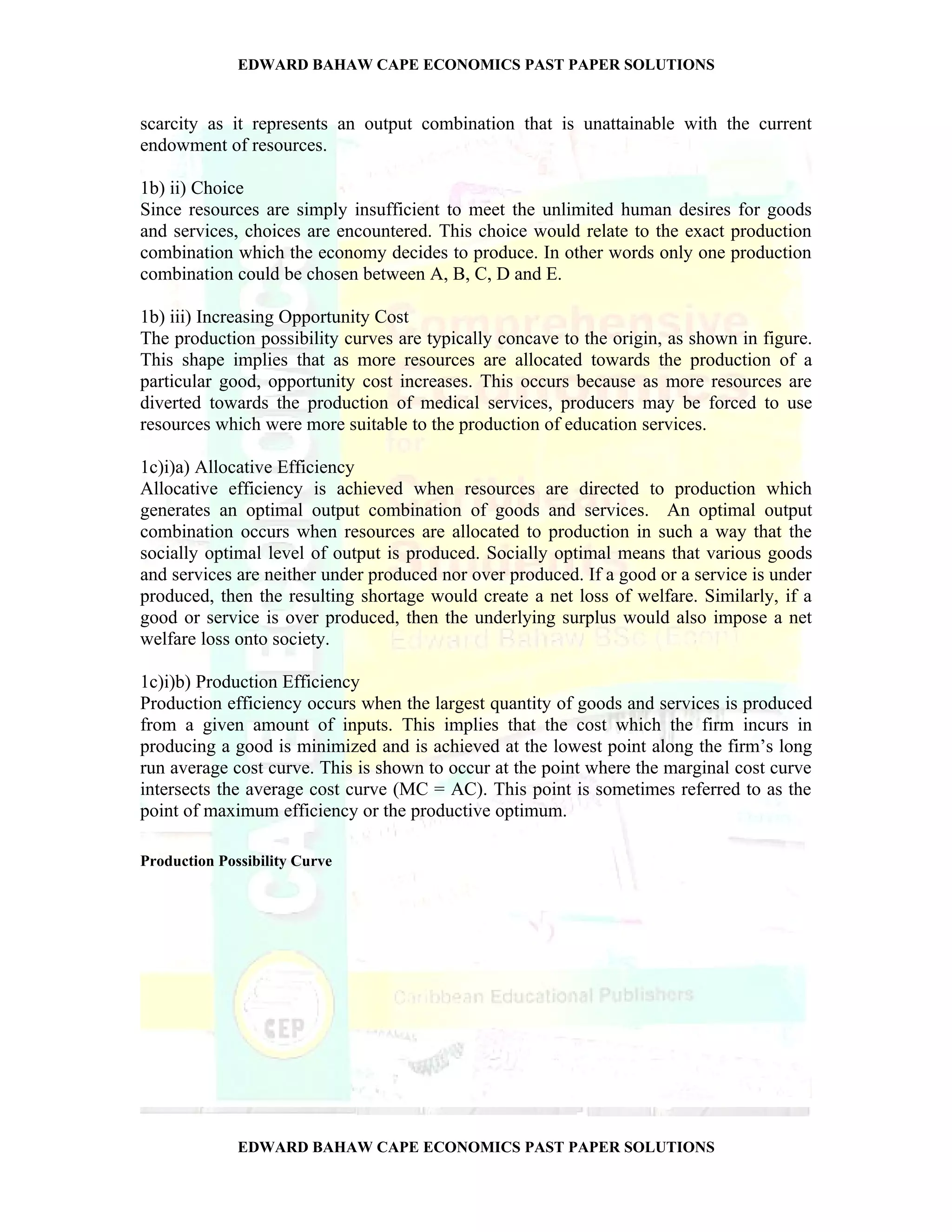 CAPE Economics, July 2nd, Unit 1, Paper 2 suggested answer by Edward ...