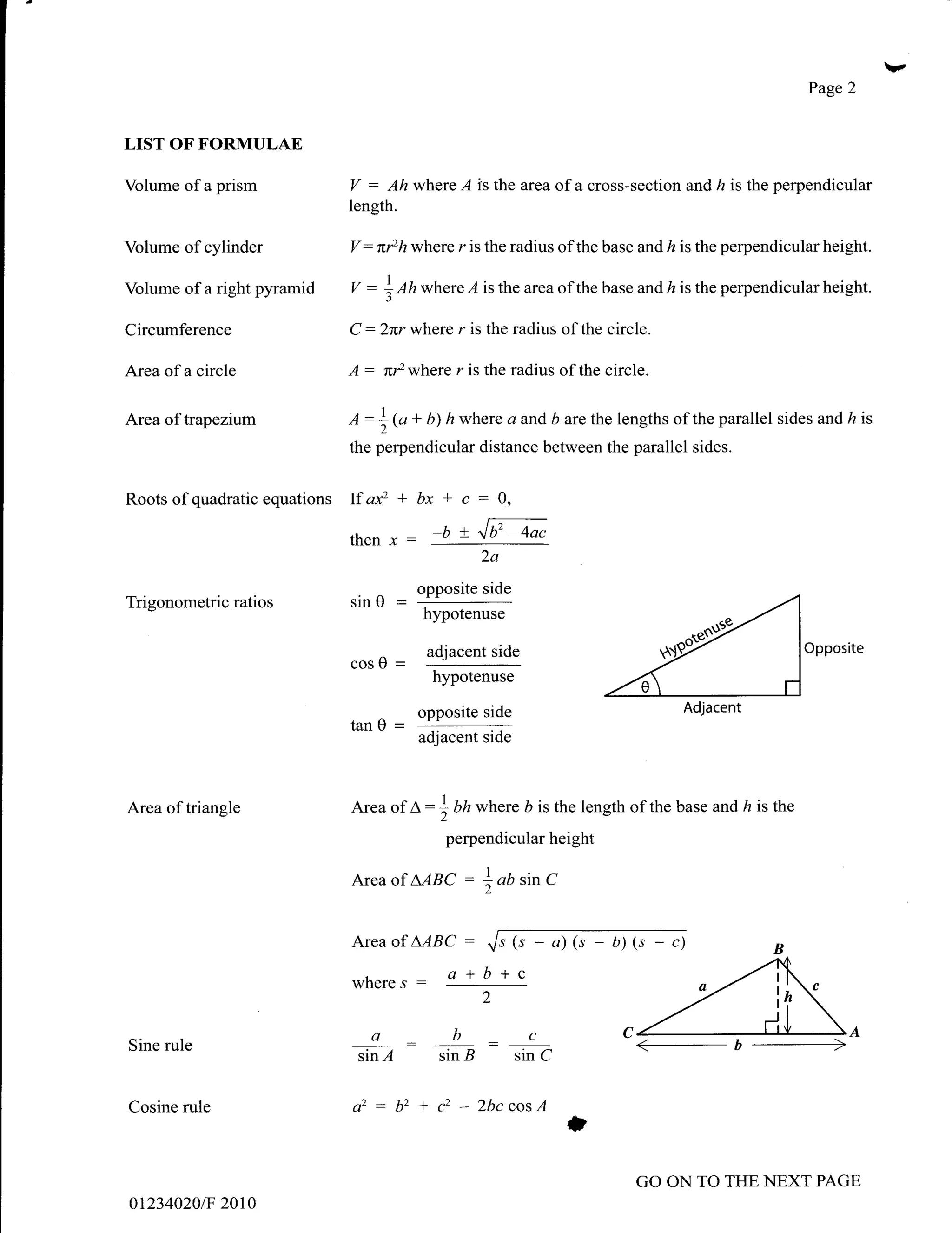 cxc June 2010 math | PDF