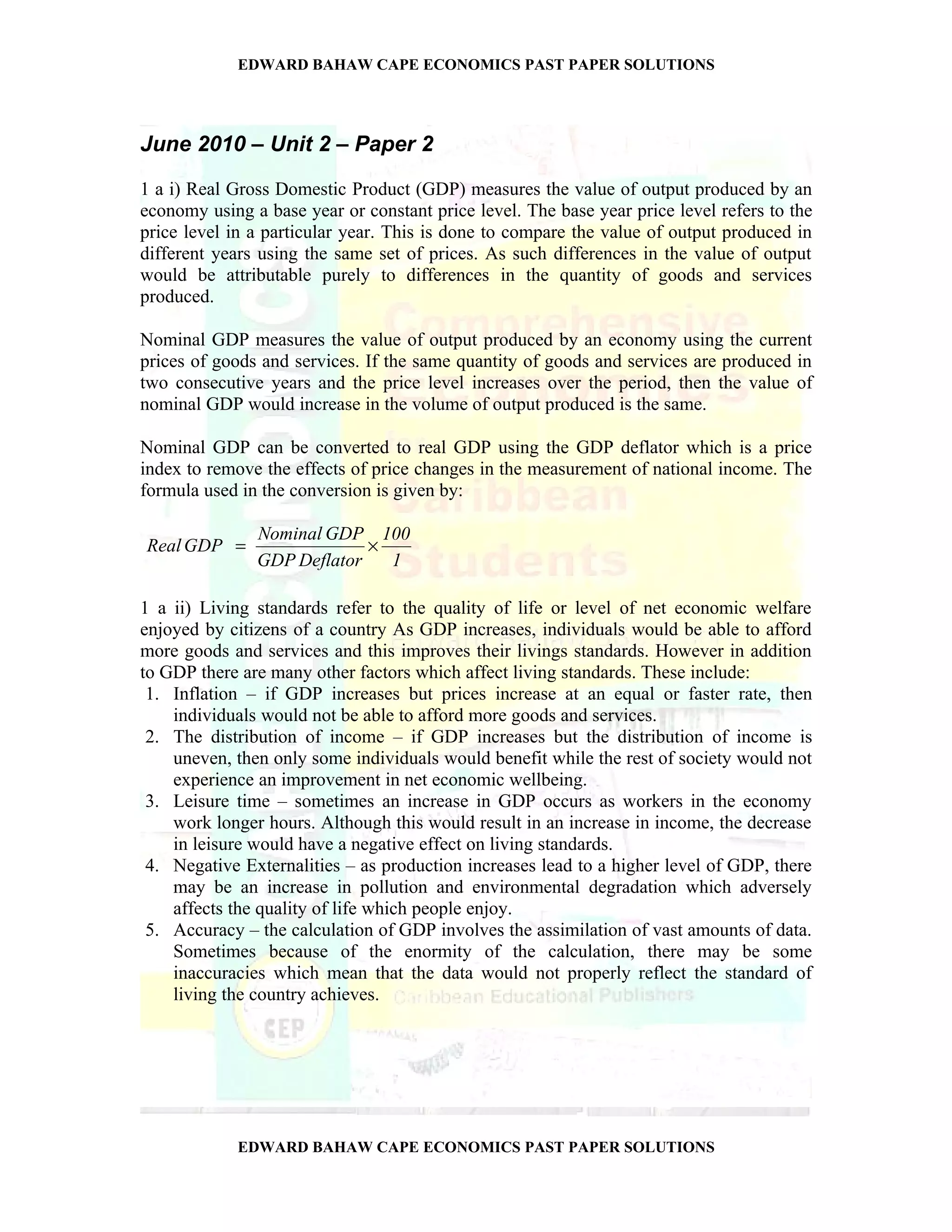 June 2010 unit 2 paper 2 answer | DOC