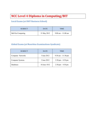 June 2012 exams timetable l4 and l5 diploma(2) | PDF