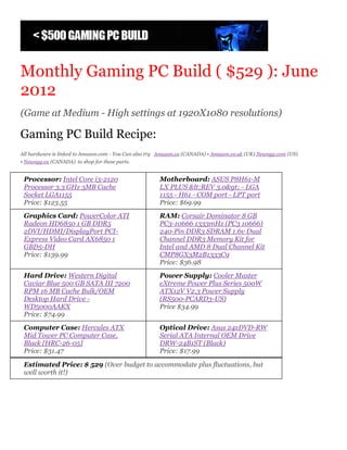 Gaming PC Builds - June 2012 | PDF | PC Games | Video Gaming
