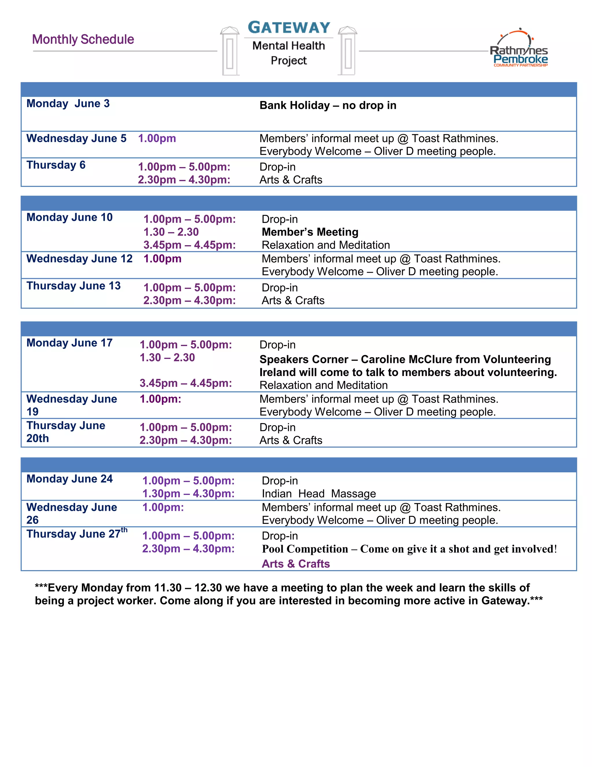 June 2013 schedule | PDF