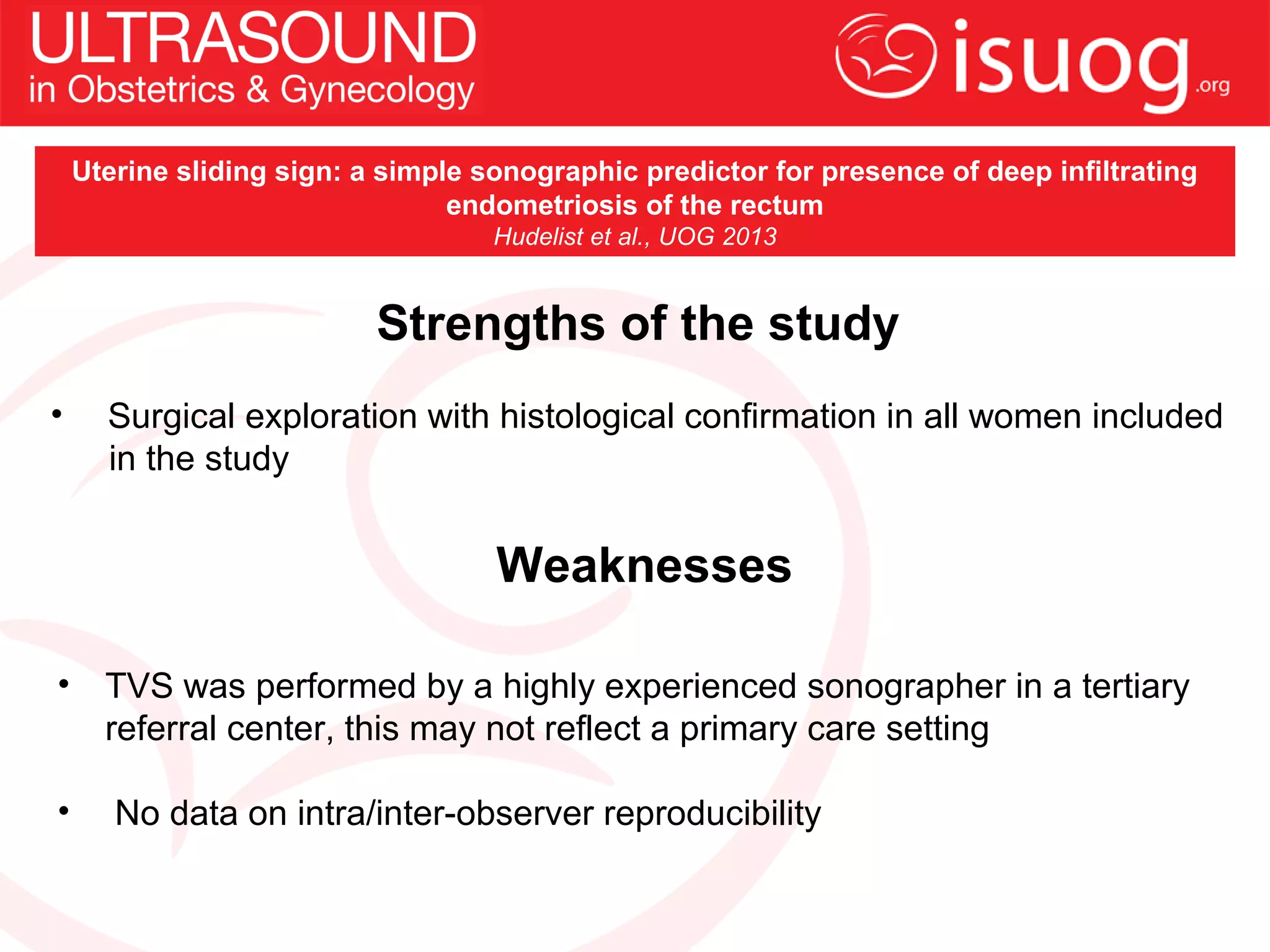 UOG Journal Club: Uterine sliding sign in DIE | PPT