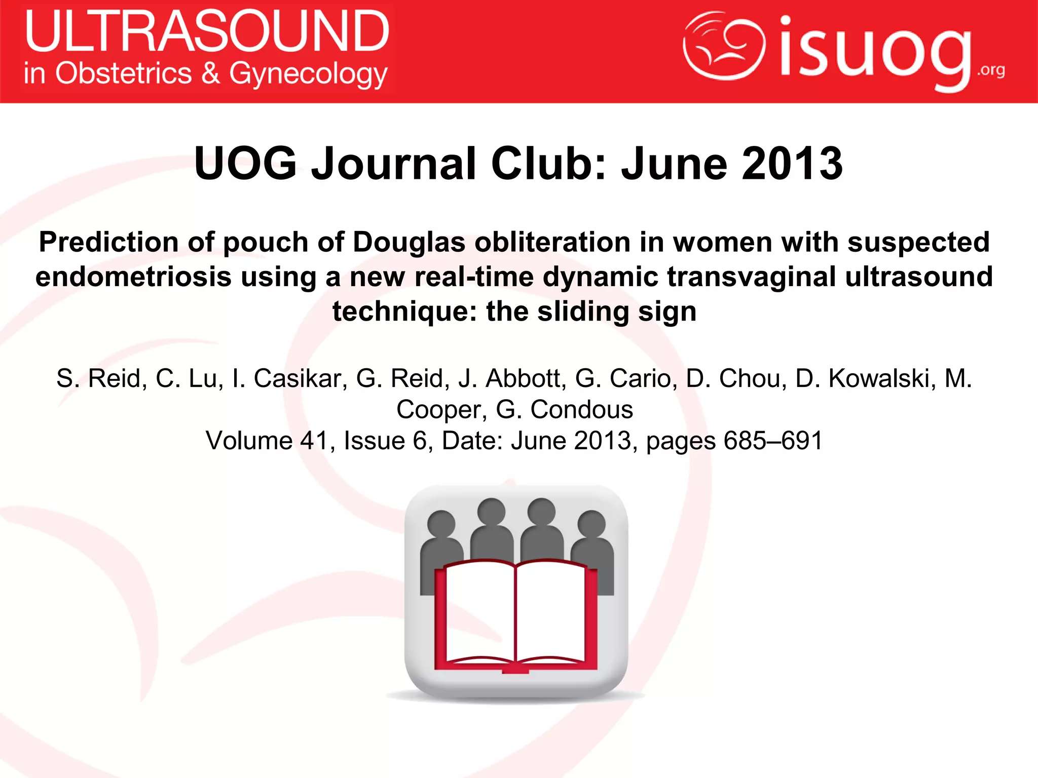 UOG Journal Club: Uterine sliding sign in DIE | PPT