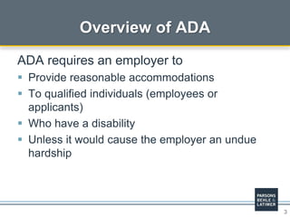 Americans With Disabilities Act and Absence as an Accomodation | PPT