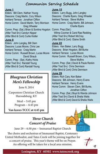 Tates Creek Christian Church Monthly Current June 2014 | PDF