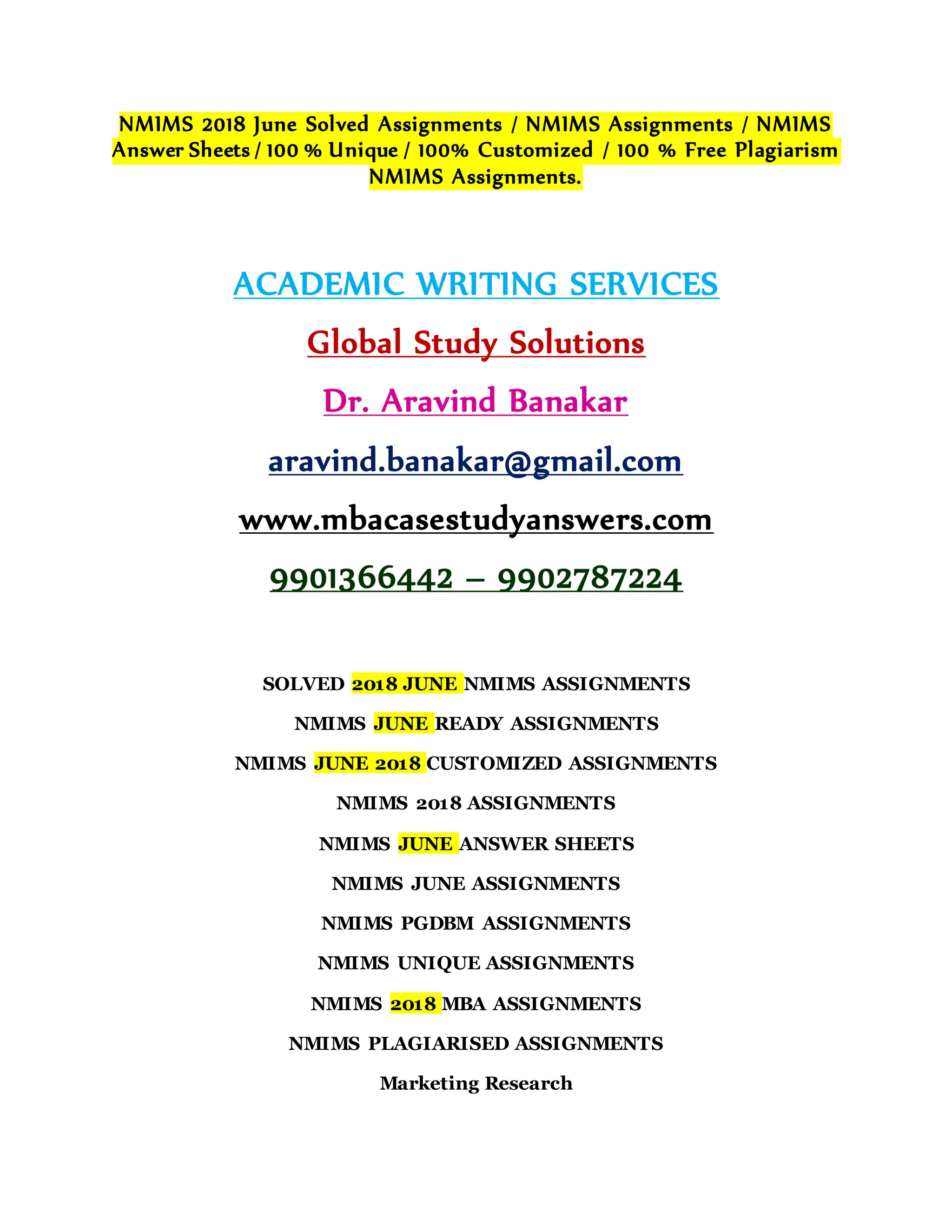 NMIMS 2018 ASSIGNMENTS | DOCX