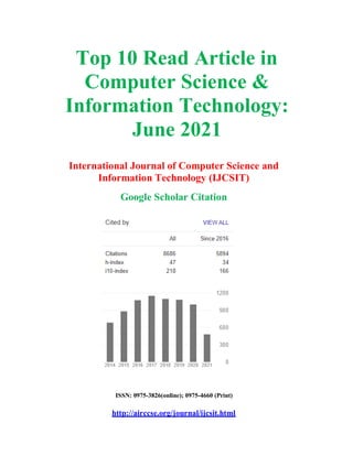 New Research Articles 2021 June Issue International Journal of Computer Science Information ...