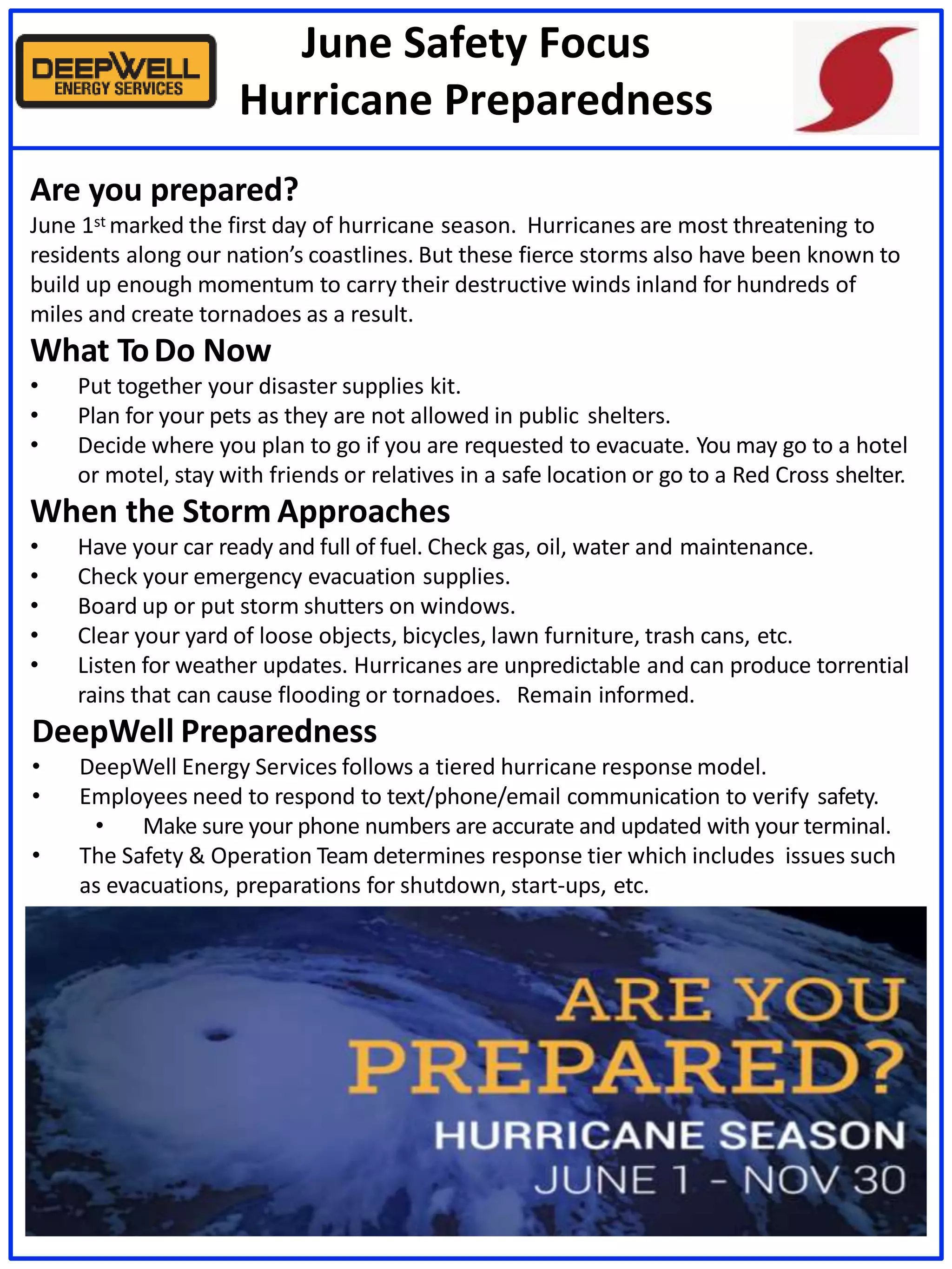 June 2021 Safety Meeting - Hurricane Preparedness | PPTX
