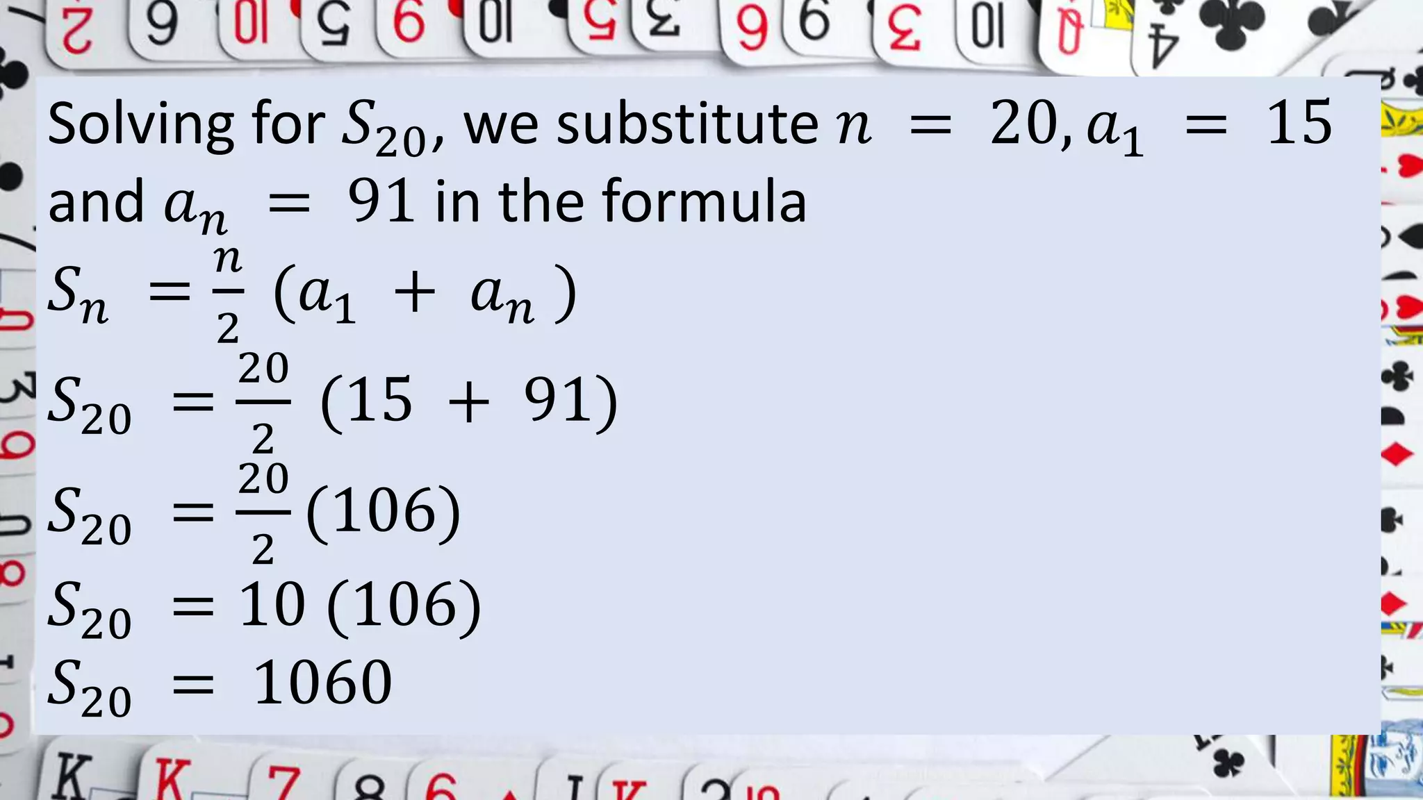 sum of arithmetic sequence s | PPTX
