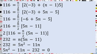 sum of arithmetic sequence s | PPT