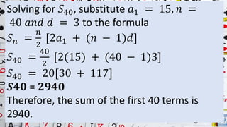 sum of arithmetic sequence s | PPTX