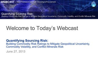 Quantifying Sourcing Risk: Building Commodity Risk Ratings to Mitigate ...