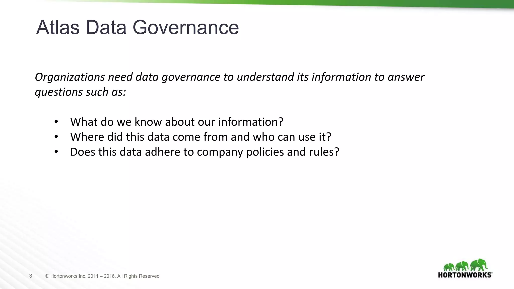 Top Three Big Data Governance Issues and How Apache ATLAS resolves it for the Enterprise | PPTX ...