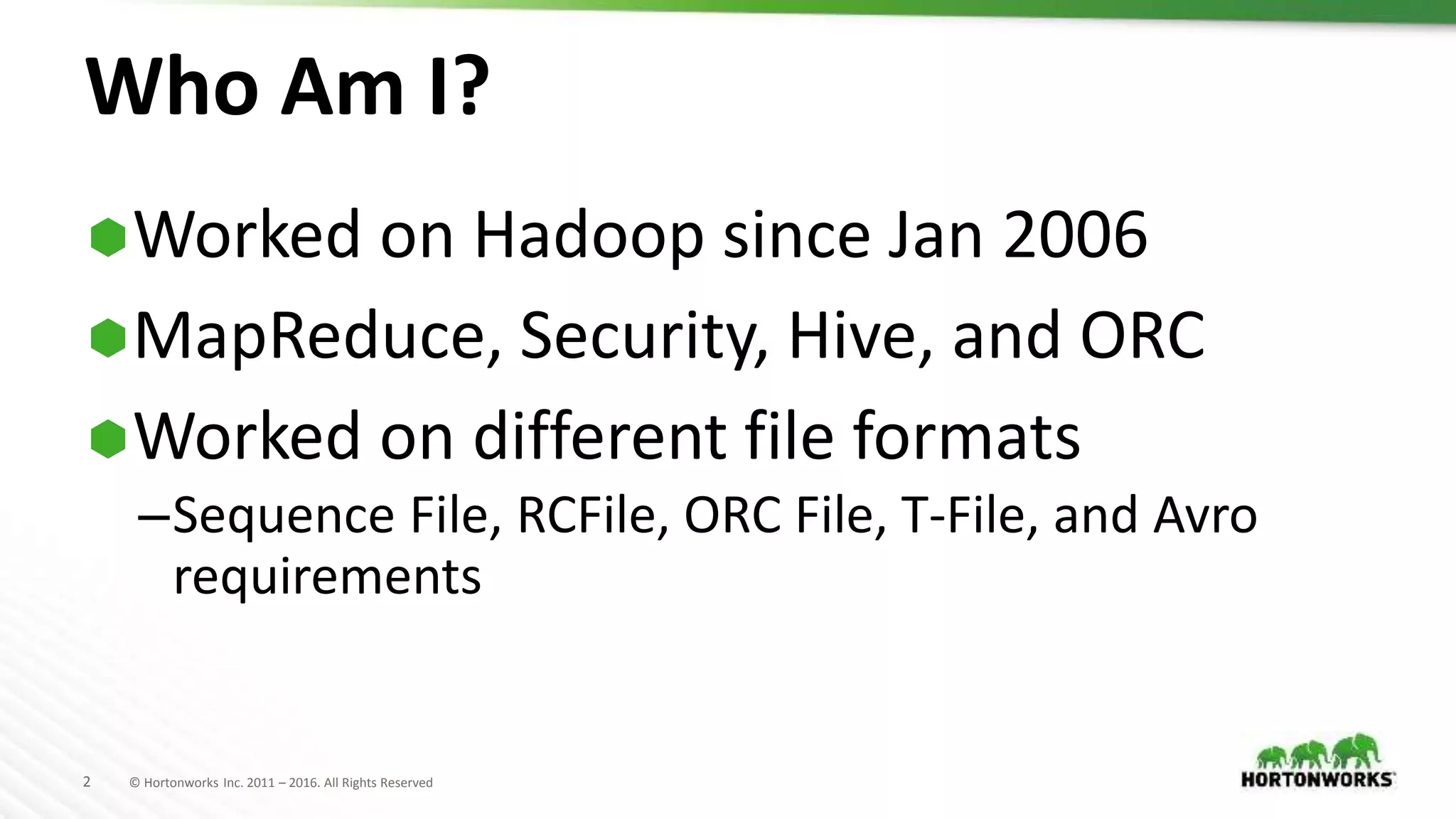 File Format Benchmark - Avro, JSON, ORC & Parquet | PPTX