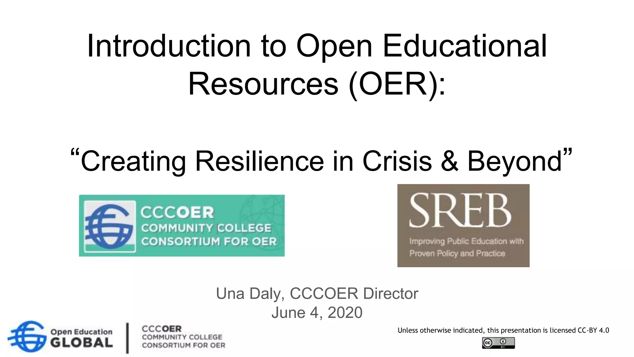 Introduction to OER with CCCOER | PPTX | Education industry | Industries