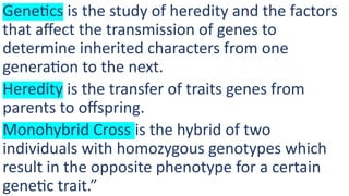 gregor mendel's principles of inheritance | PPTX | Genetics | Science