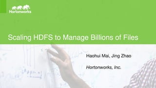 Scaling HDFS to Manage Billions of Files with Key-Value Stores | PPT
