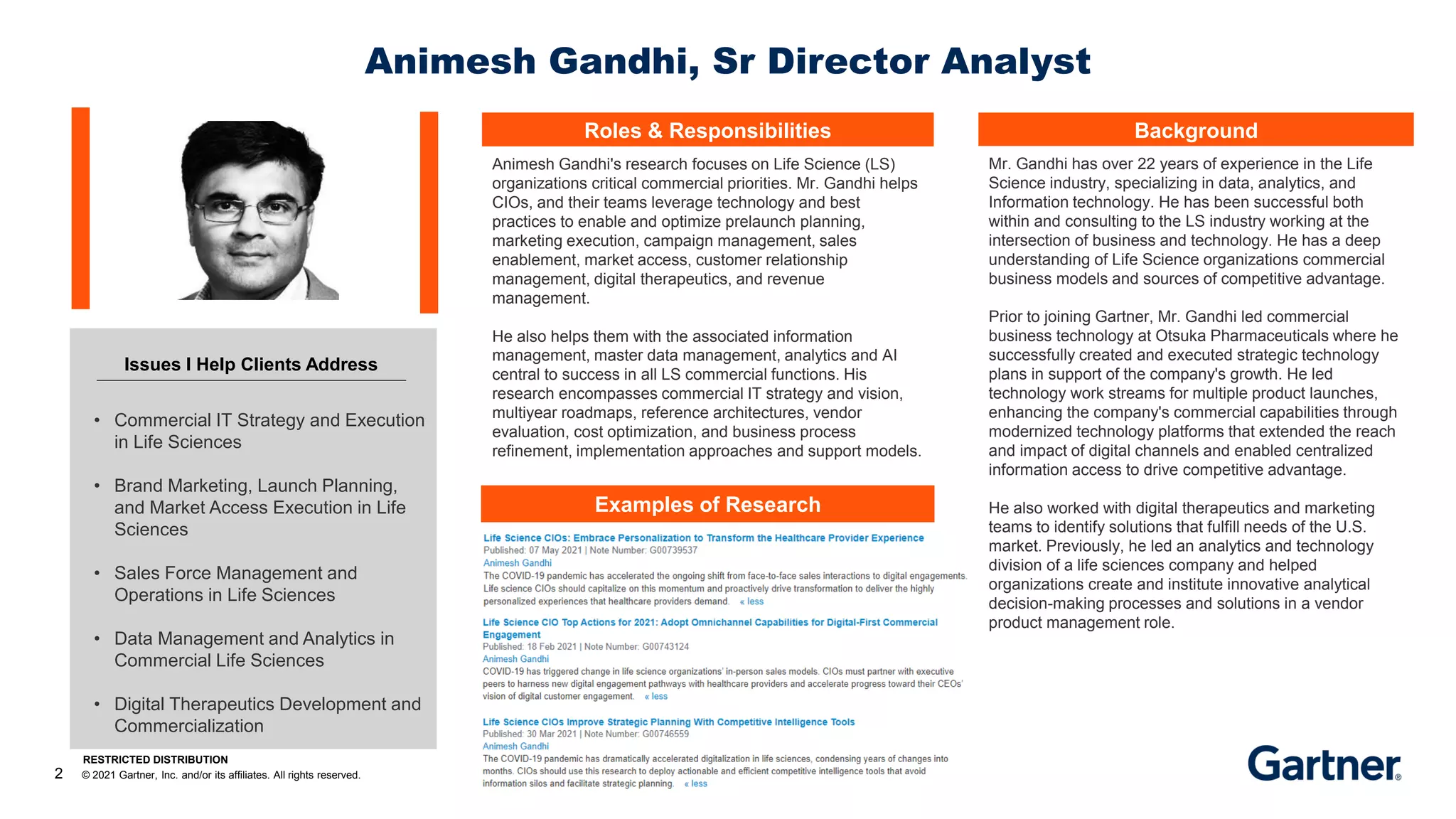 Gartner Virtual Briefing for Life Science Orgs: Invite Only | PPT