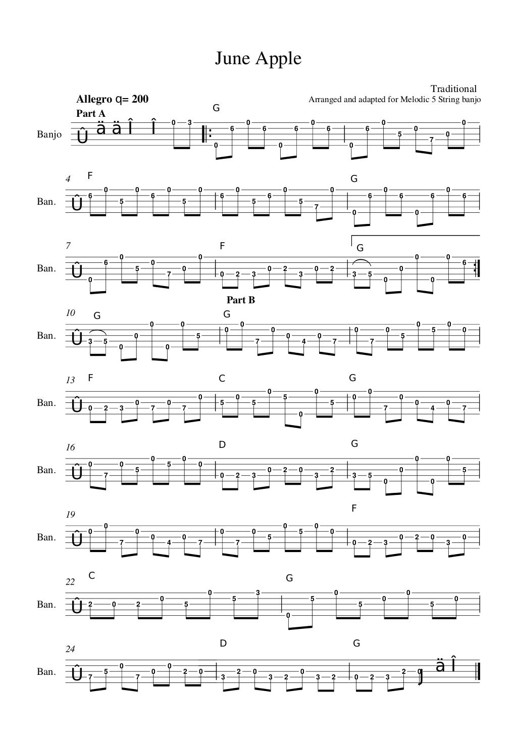 June Apple 5 String 