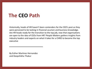 June Cover Story - The CEO Path | PPT