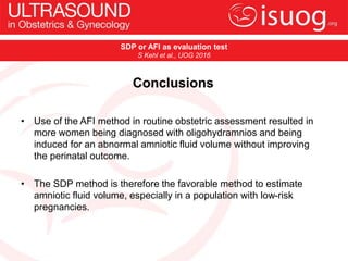 UOG Journal Club: Single deepest vertical pocket or amniotic fluid ...
