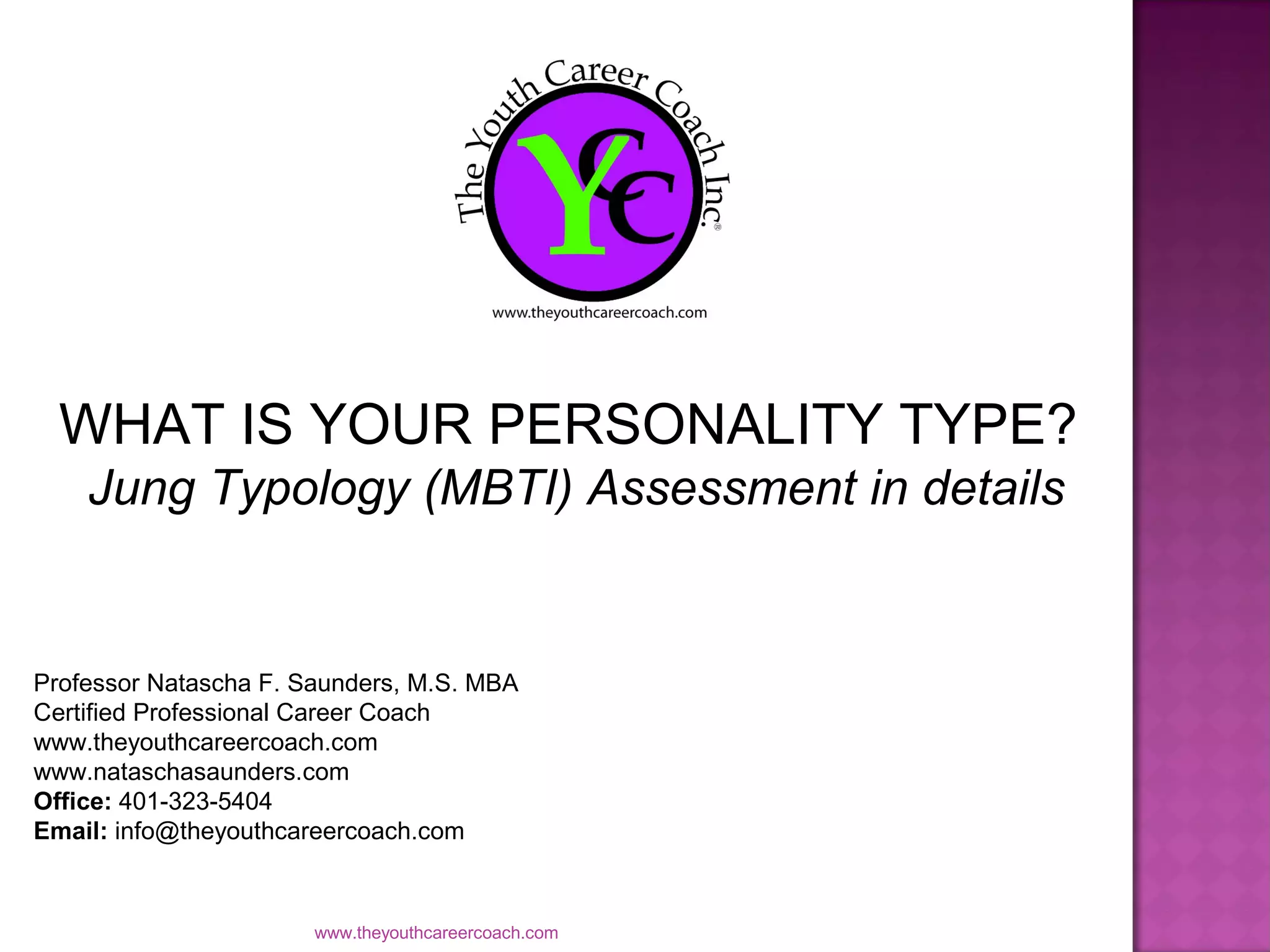Jung Personality MBTI Slide Show for Youth & Young Professionals | PPT