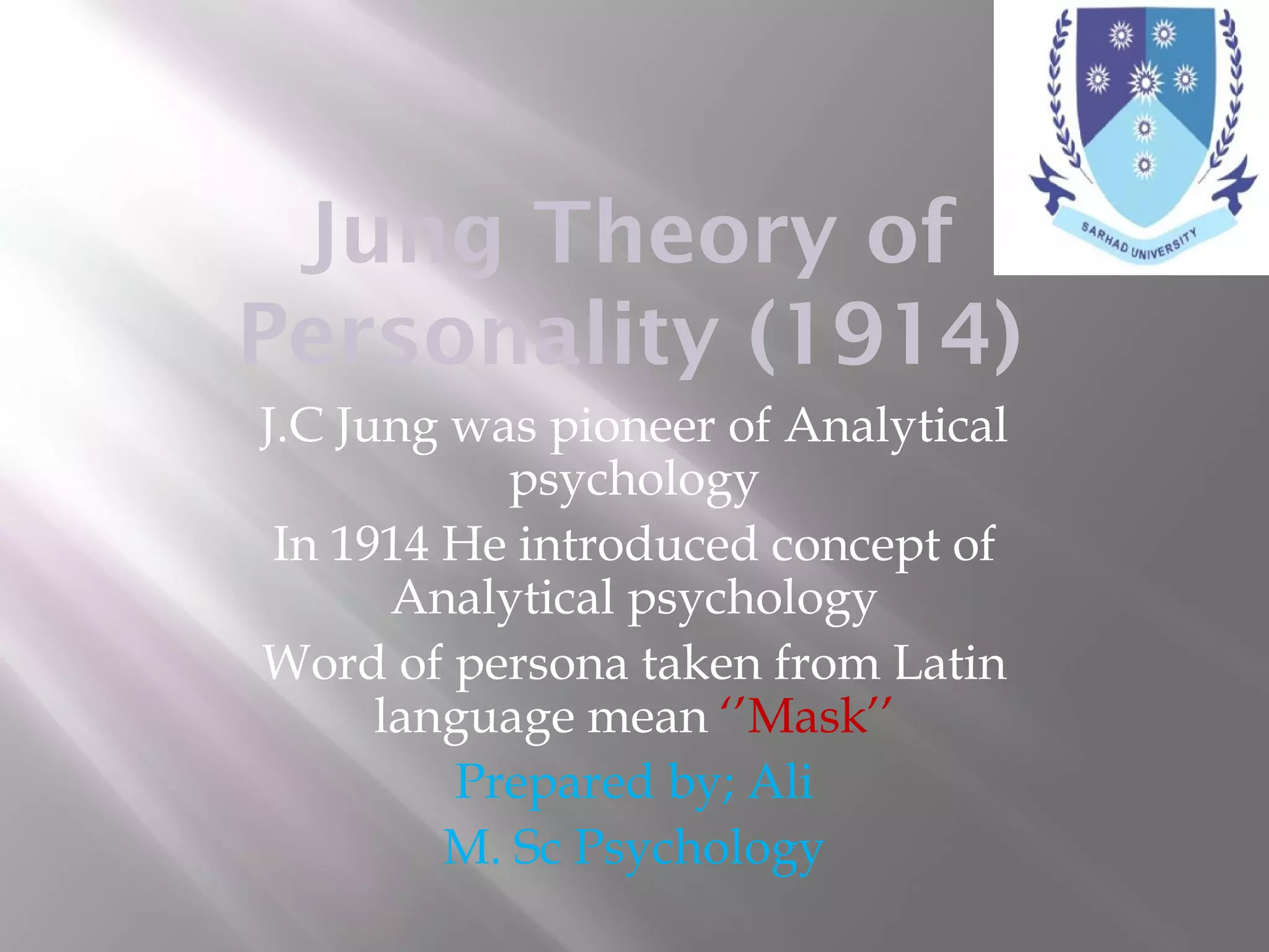 Jung theory of personality in Psychology | PPT